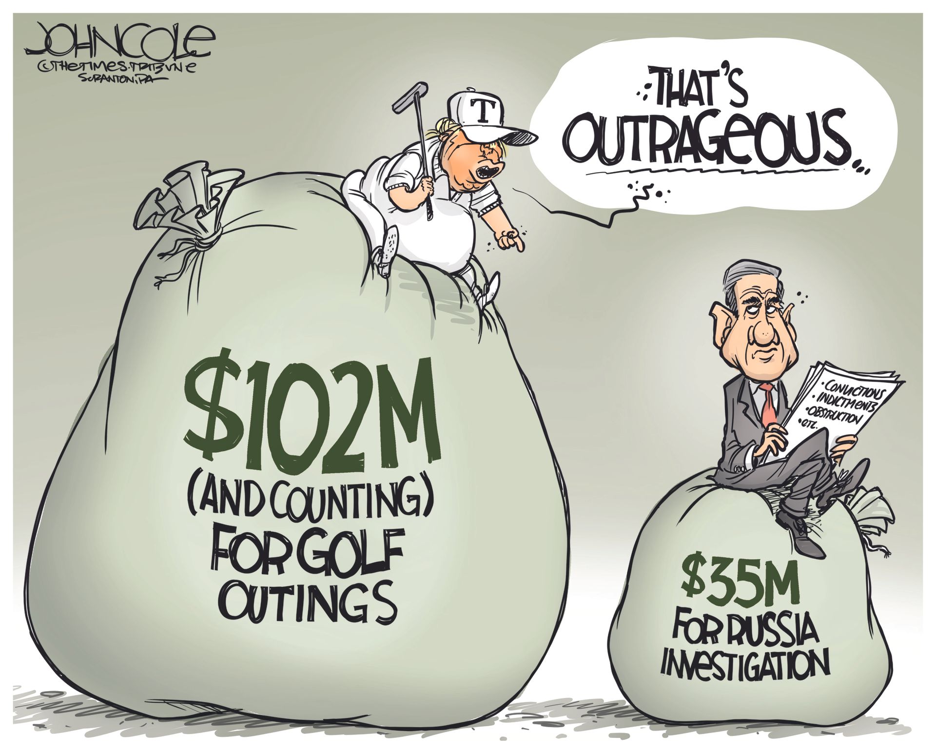 Political Cartoon U.S. Trump Golf Outings Mueller Investigation Cost ...