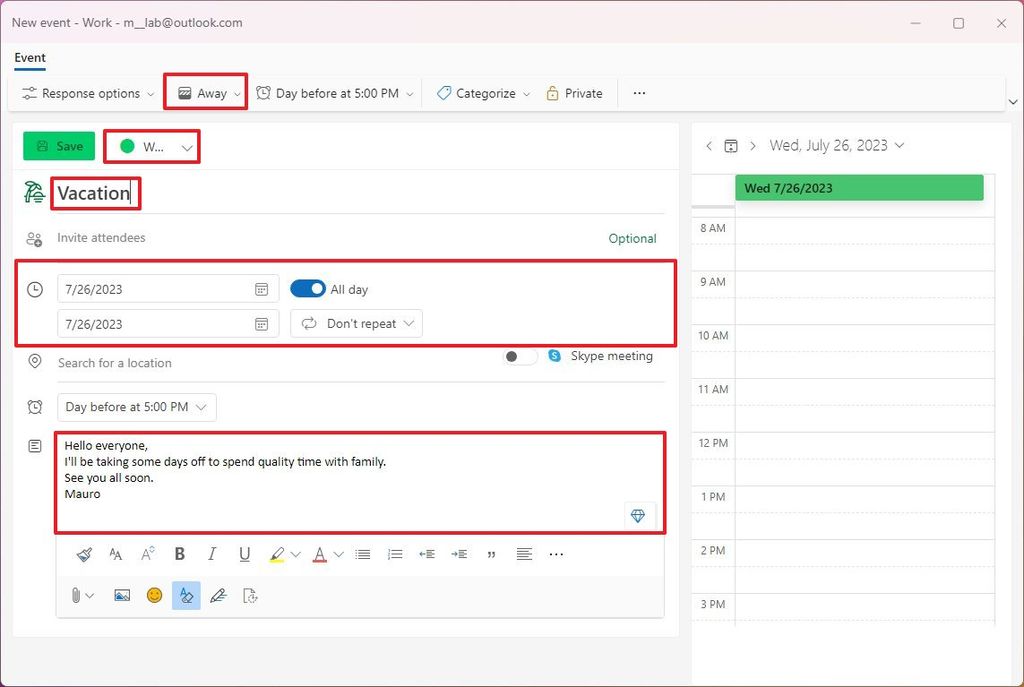 How to create an Outlook 'Out of Office' calendar entry | Windows Central