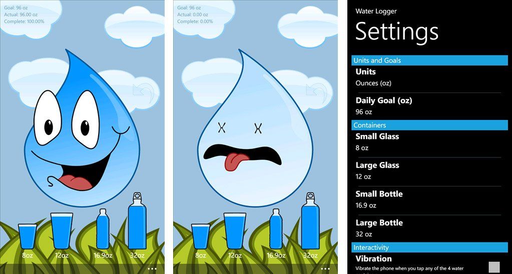 WaterLogger, helping you meet your daily goals... water wise | Windows ...