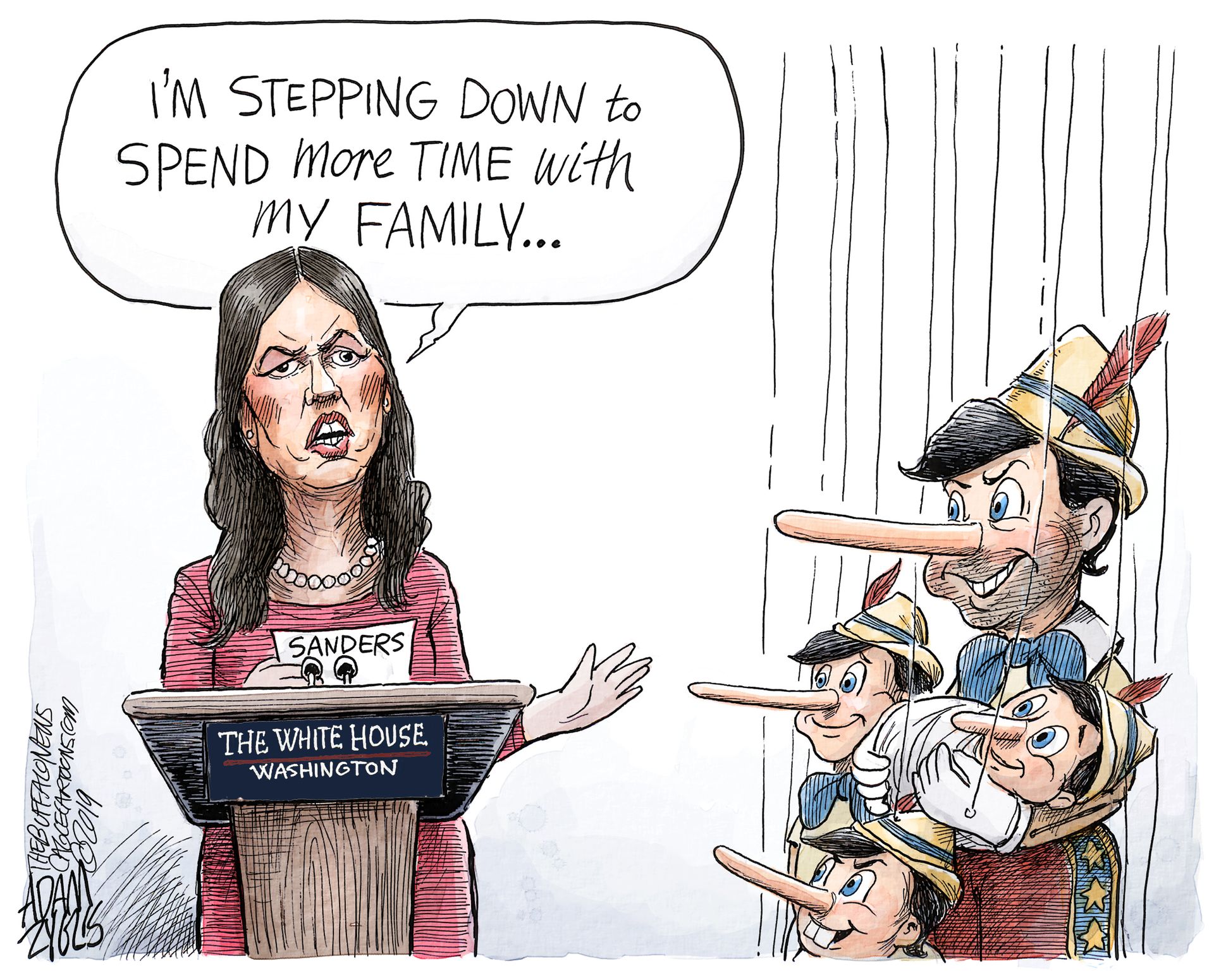 Political Cartoon U.S. Sarah Sanders Pinocchio Press Secretary Lies ...
