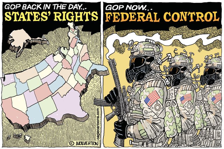 Political Cartoon U S Gop Republican States Rights Federal Agents