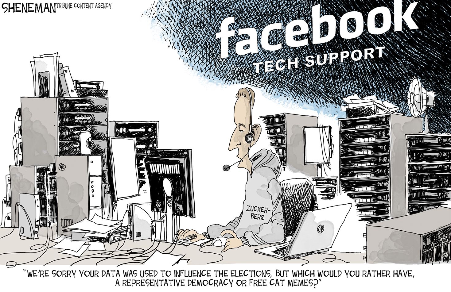 Political cartoon U.S. Facebook data privacy scandal Cambridge ...