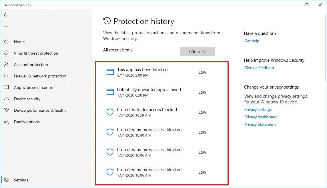 How to view malware history in Microsoft Defender Antivirus on Windows ...