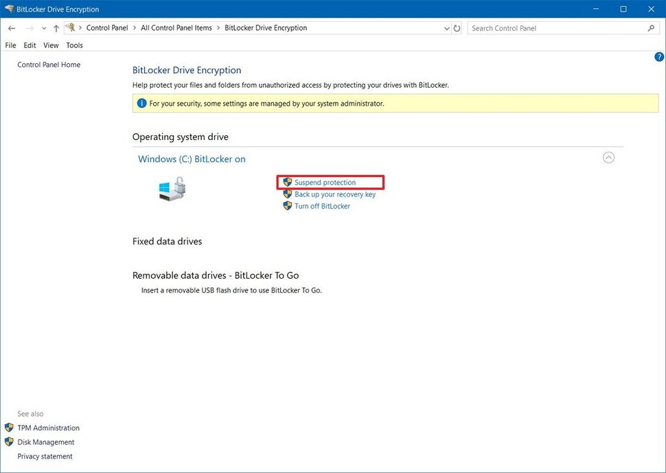 How to suspend BitLocker encryption to perform system changes on ...