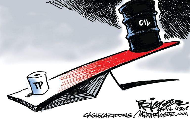 Editorial Cartoon U.S. toilet paper oil price crash | The Week