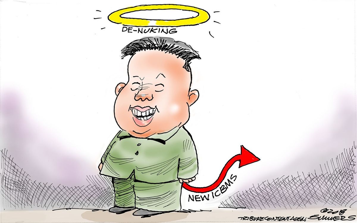 Political cartoon U.S. Trump Kim Jong Un denuclearization talks new ...