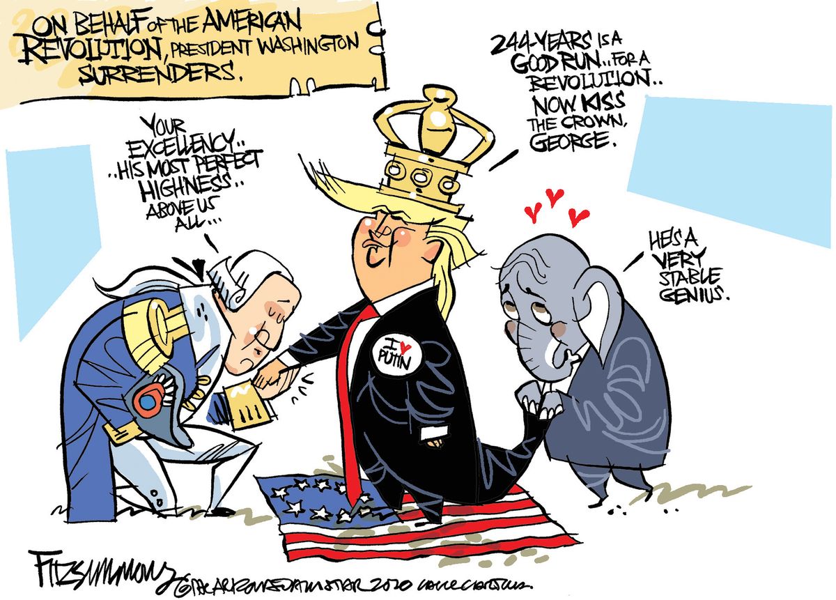 Political Cartoons U.S. King Trump Washington GOP bow down | The Week