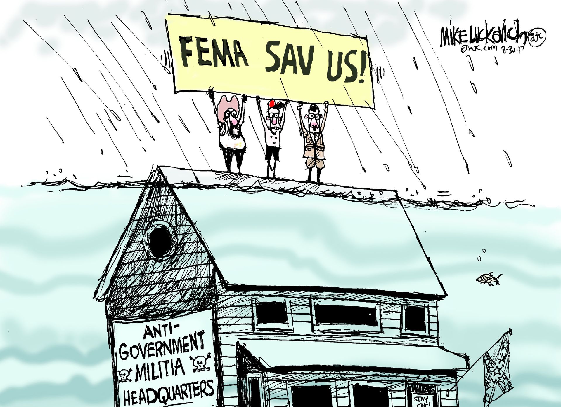 Political cartoon U.S. Harvey anti- government aid FEMA | The Week