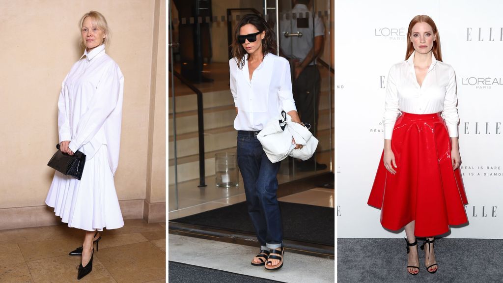 Celebrities who built their outfits around a timeless white shirt ...