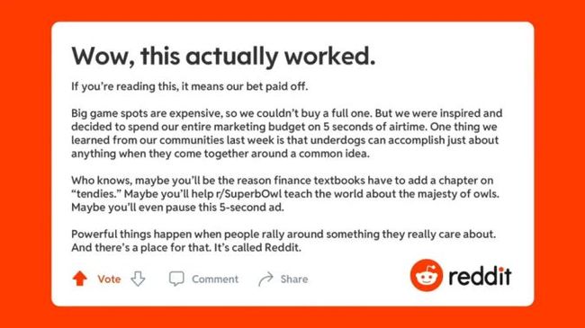 Reddit's extraordinary Super Bowl ad stuns viewers | Creative Bloq