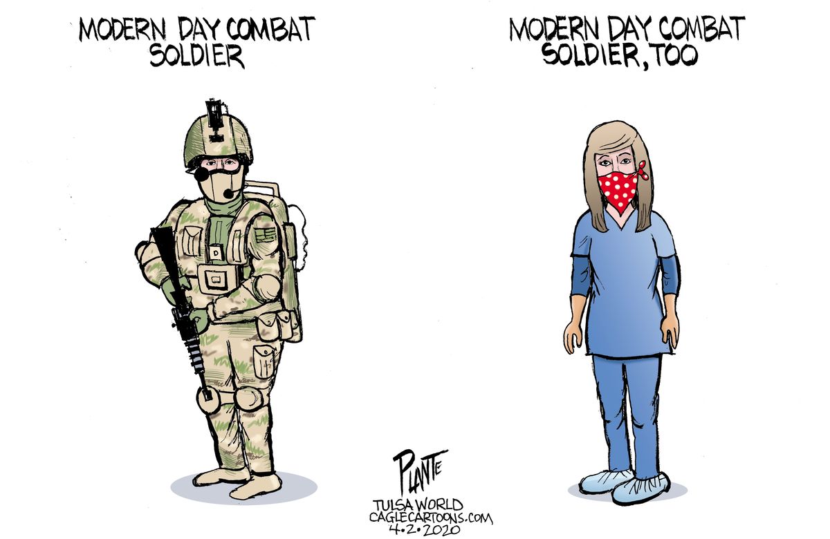 Editorial Cartoon U.S. COVID-19 U.S. Military nurses soldiers modern ...