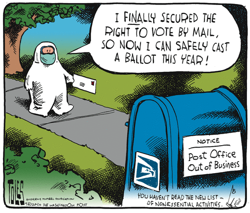 Political Cartoon U.S. Trump post office voting coronavirus | The Week