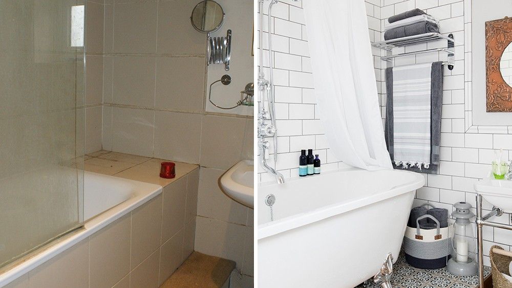 Traditional double level bathroom makeover with rolltop bath | Ideal Home