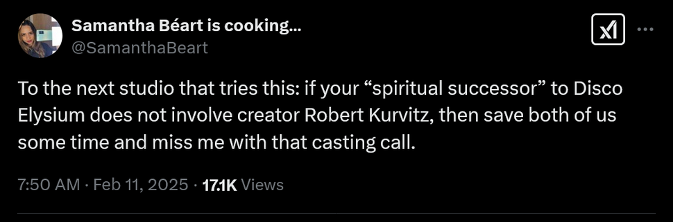 Karlach voice actor offers a pre-emptive no thanks to Disco Elysium ...