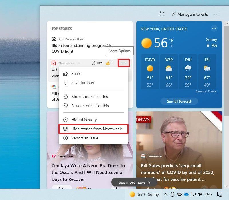 How to use the Windows 10 news and interests taskbar widget | Windows ...