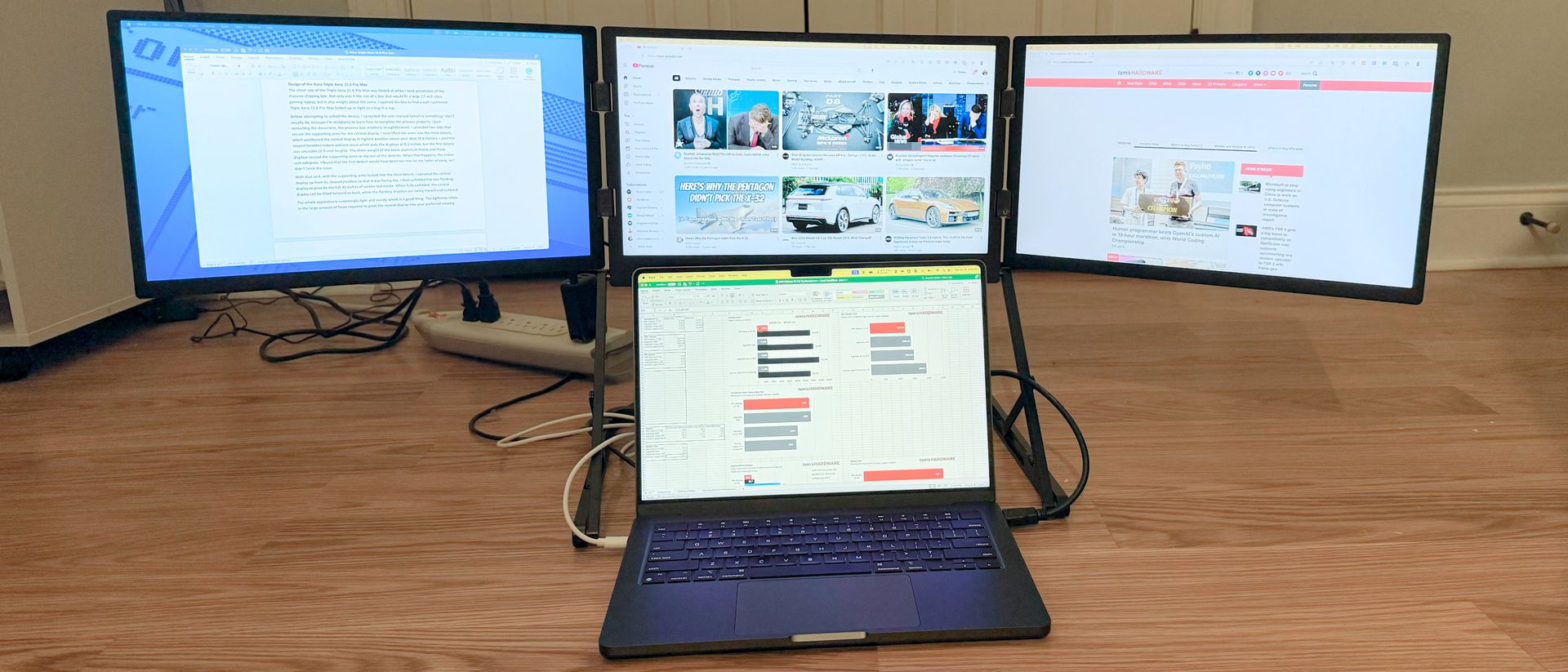 Aura Triple Aero 15.6 Pro Max portable monitor review: 43 inches of ...
