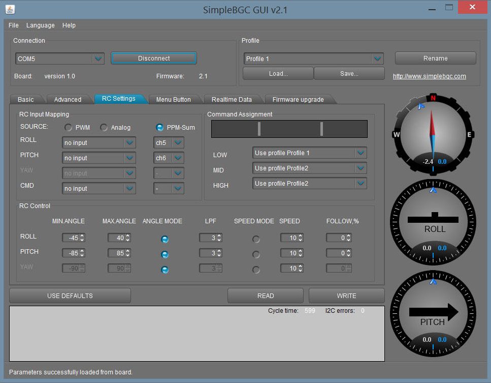 BaseCam SimpleBGC Gimbal Controller