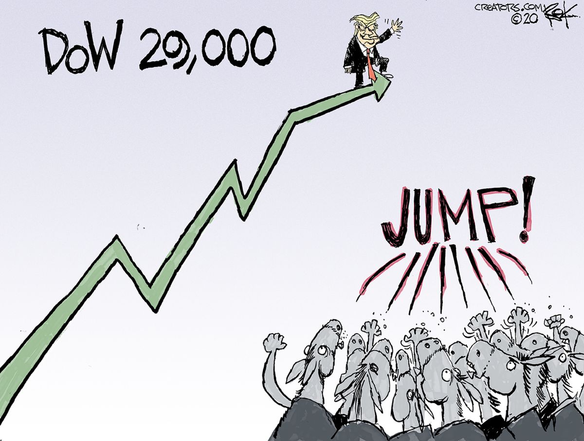 Political Cartoon U.S. Trump stock market rally trade deal | The Week