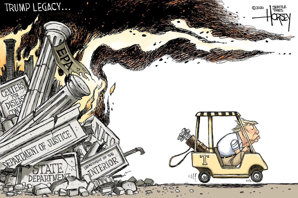 Political Cartoon U.S. Trump legacy destruction | The Week