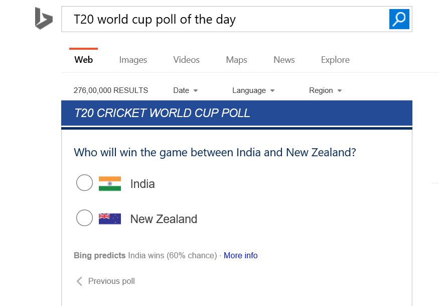 Bing announces new search features to add more zing to the T20 cricket ...