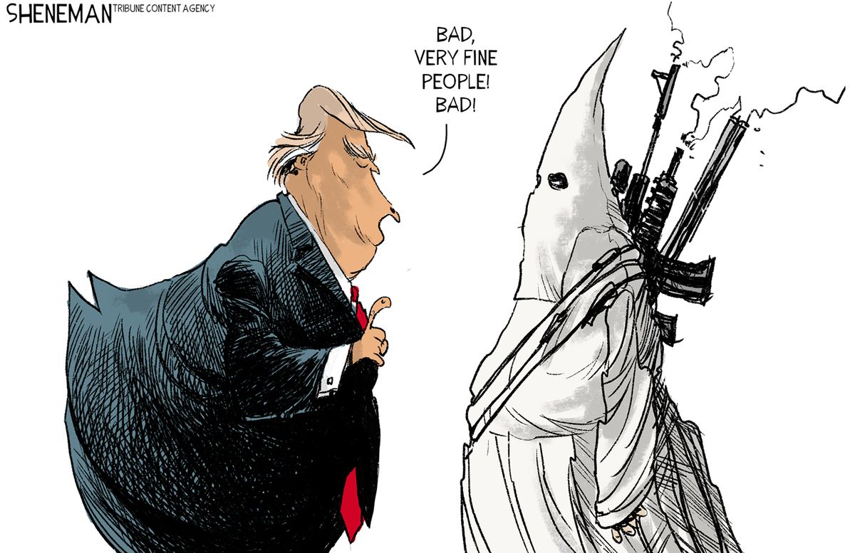 Political Cartoon U.S. El Paso Shooting Trump KKK Very Fine Bad People ...