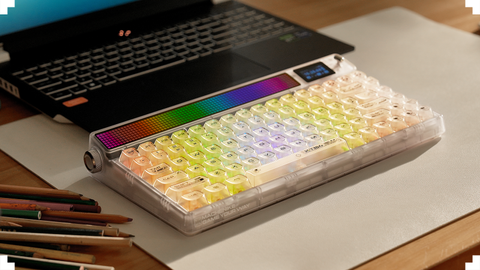Mechanical keyboard with see-through chassis, LED matrix, TFT display ...