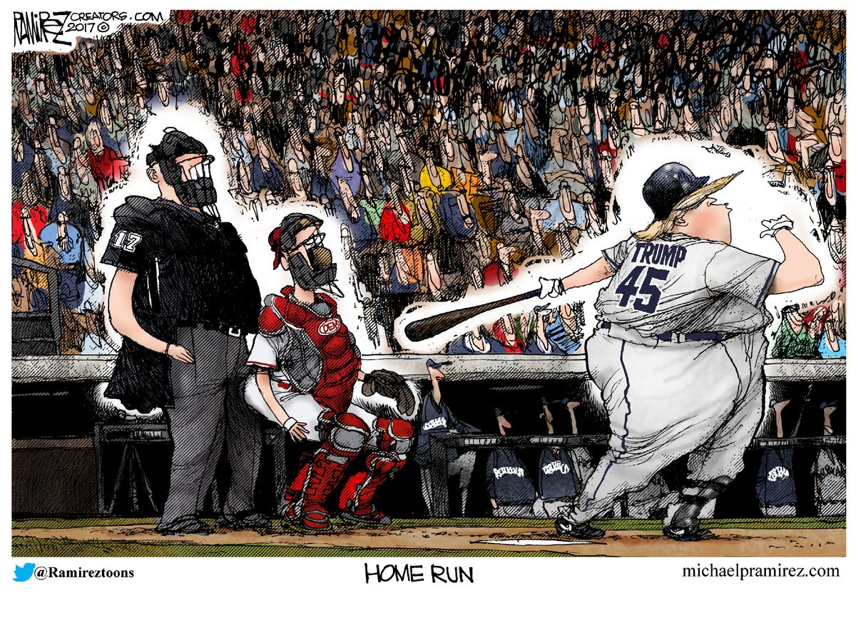 Political Cartoon U.S. Trump joint address hits home run | The Week