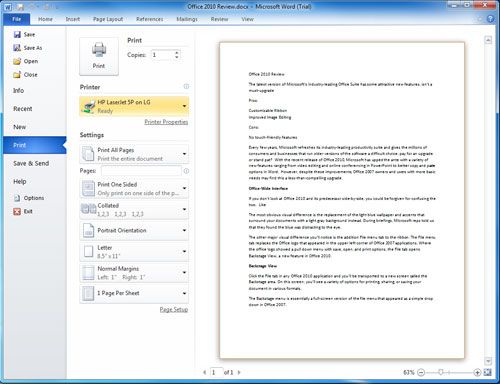 Microsoft Office 2010 Review | Laptop Mag