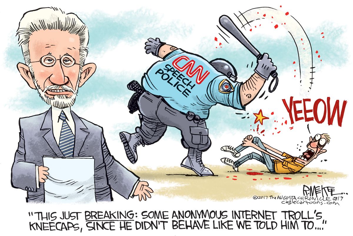 Political cartoon U.S. Wolf Blitzer CNN free speech Trump wrestling ...