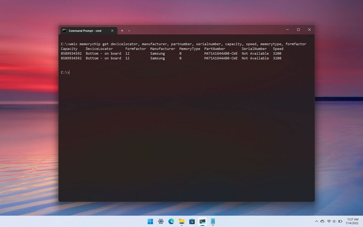 How To Check RAM size Speed Type Part Form Factor On Windows 11
