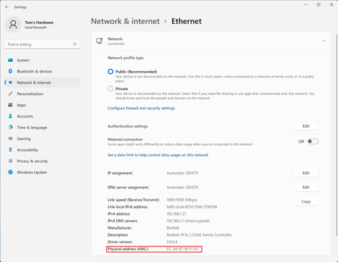 How to Find Your MAC Address in Windows 11 | Tom's Hardware