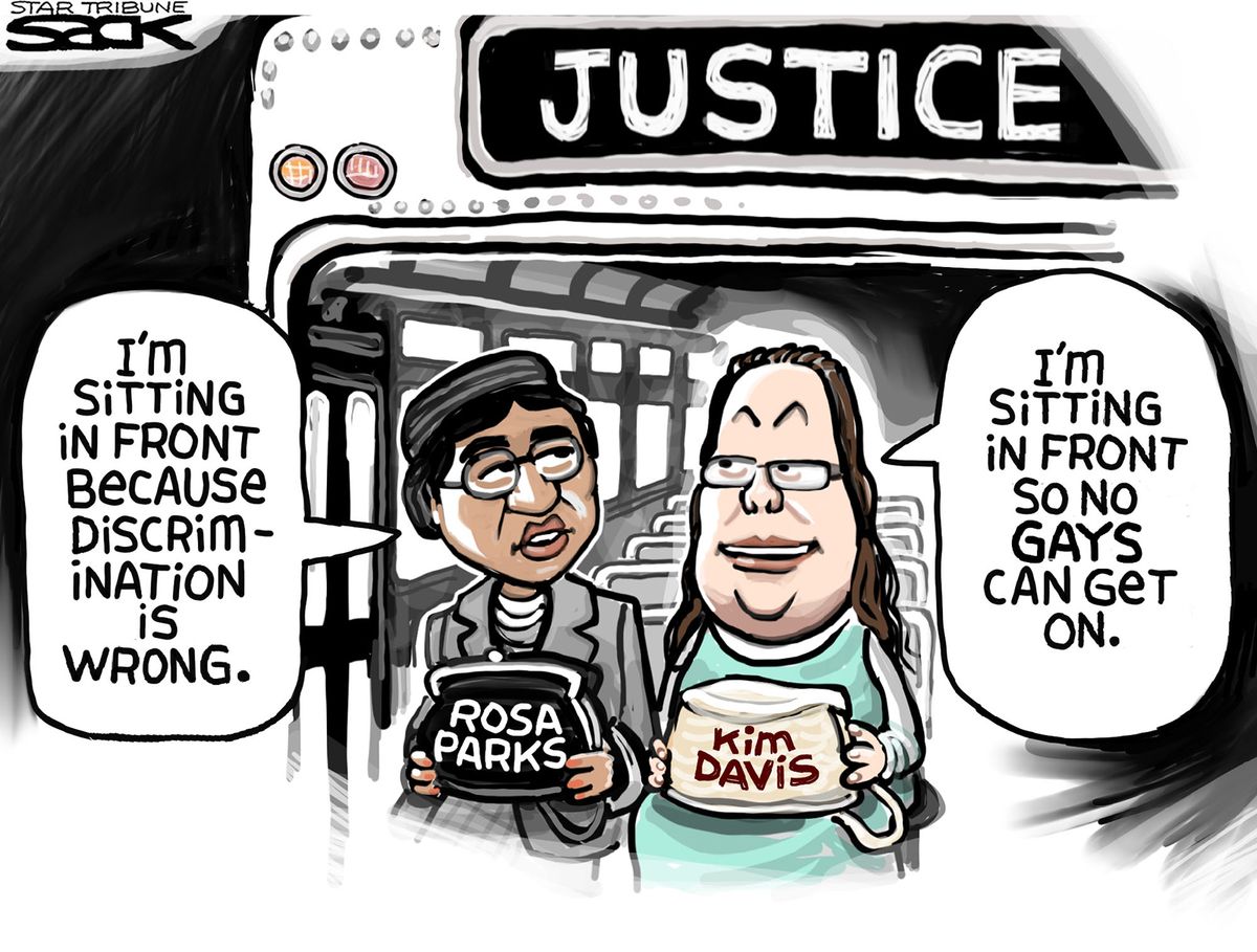 Editorial cartoon U.S. Kim Davis Rosa Parks | The Week
