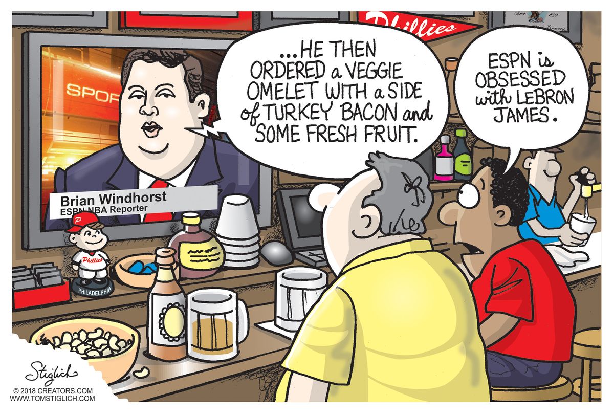 Editorial cartoon U.S. LeBron James basketball sports ESPN Cleveland ...