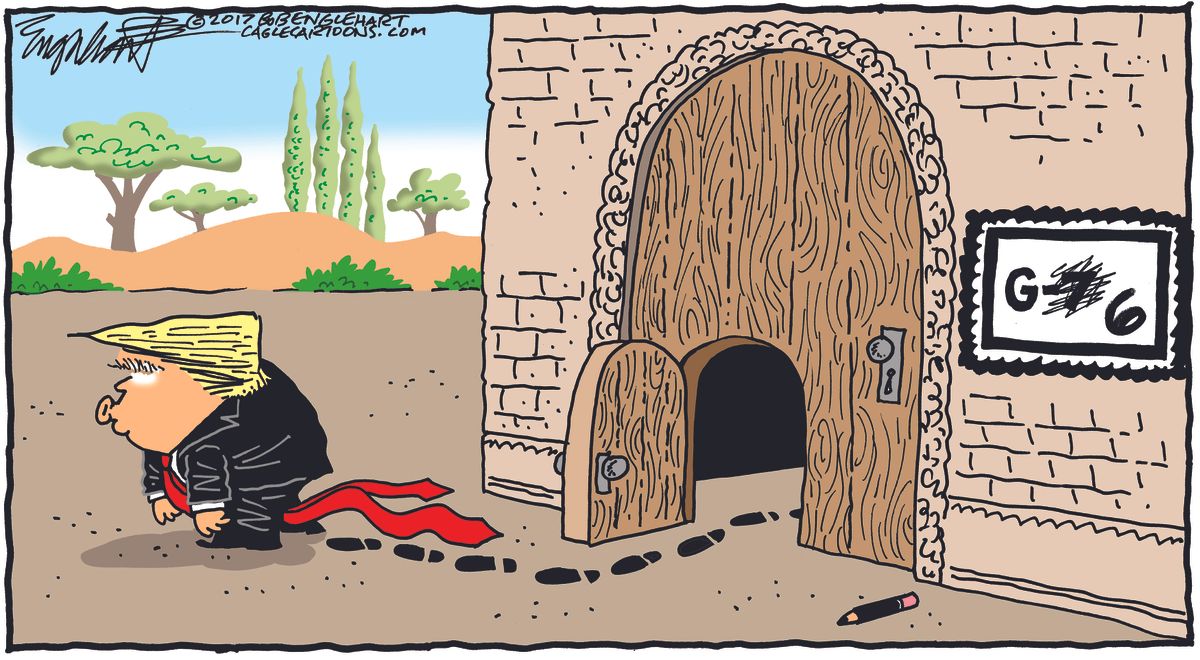 Political cartoon U.S. Trump abroad NATO G7 summit climate change | The ...