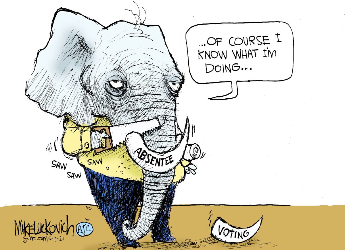 Political Cartoon U.S. gop voting restrictions | The Week
