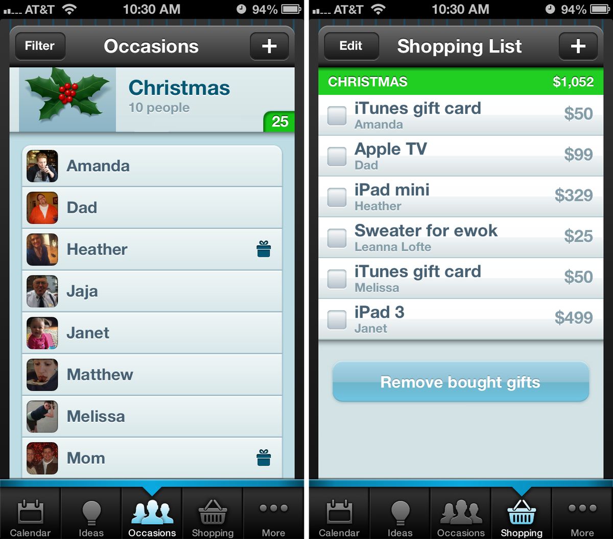 Gift Plan vs. Gifts HD 2 vs. mGifts: Gift planning apps for iPhone ...