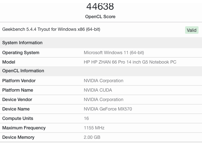 Purported Nvidia MX570 Geekbench OpenCL Score Unearthed | Tom's Hardware
