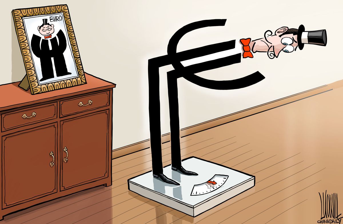 Political cartoon World Euro devaluation | The Week