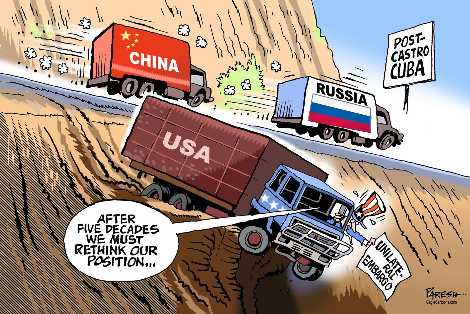 Political cartoon U.S. foreign policy Cuba China embargo | The Week