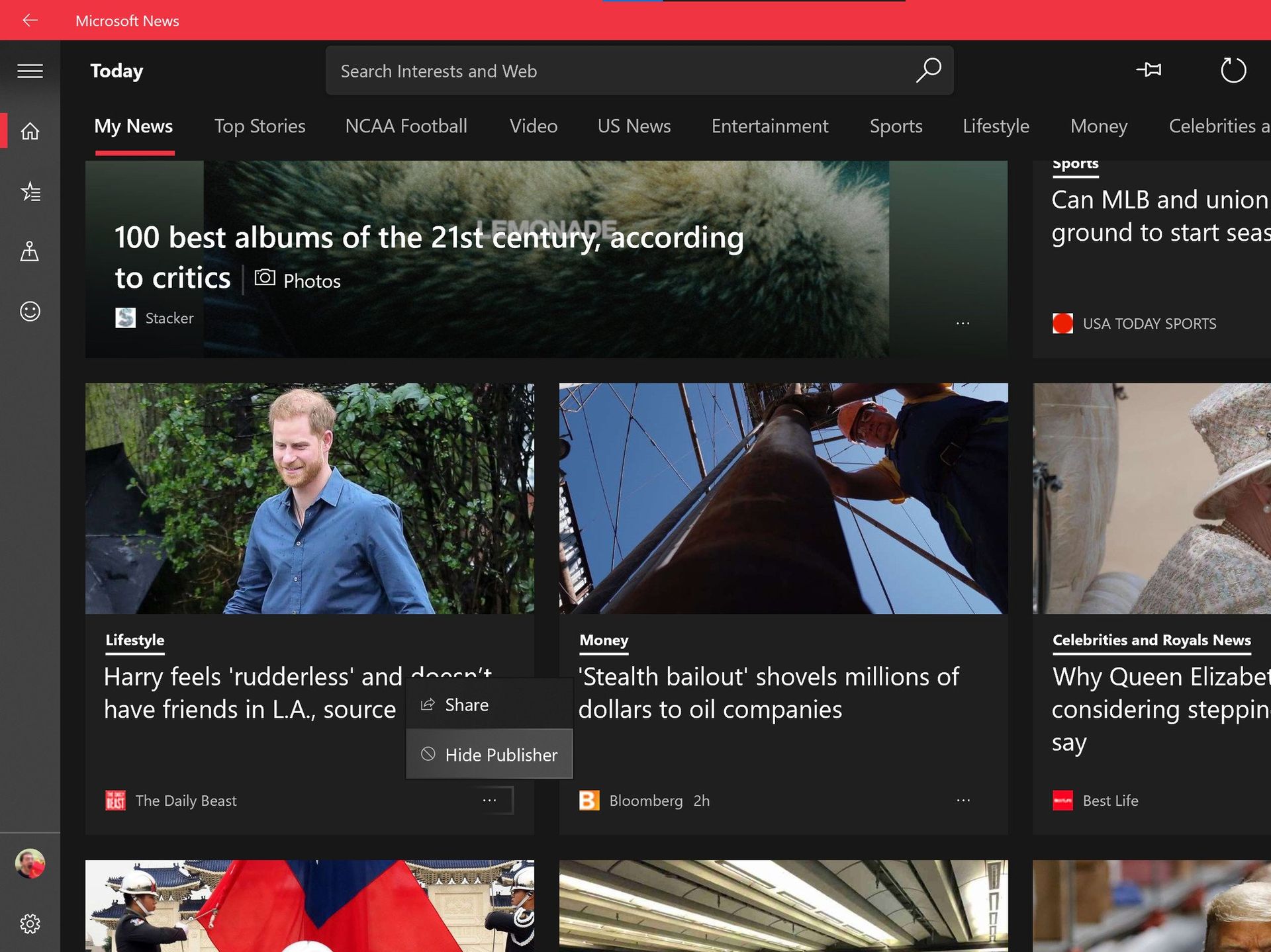 Microsoft News on Windows 10 now lets you hide specific publishers ...