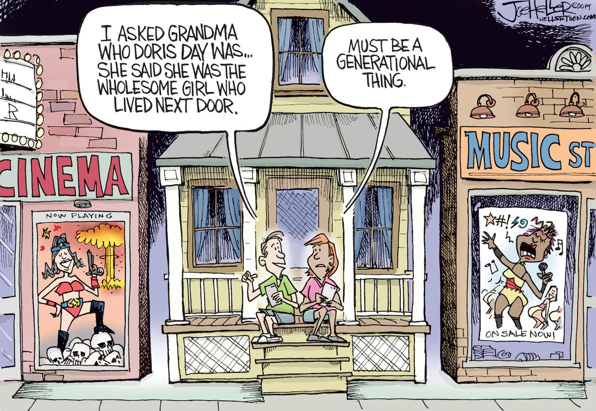 Political Cartoon U.S. Doris Day girl next door RIP actress singer ...