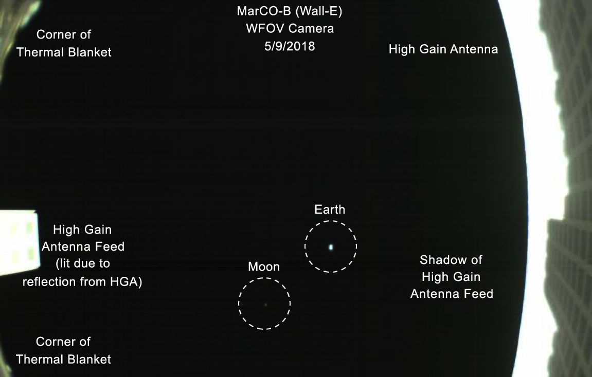 Tiny, Mars-Bound Satellite Snaps Its First Image of Earth and the Moon ...