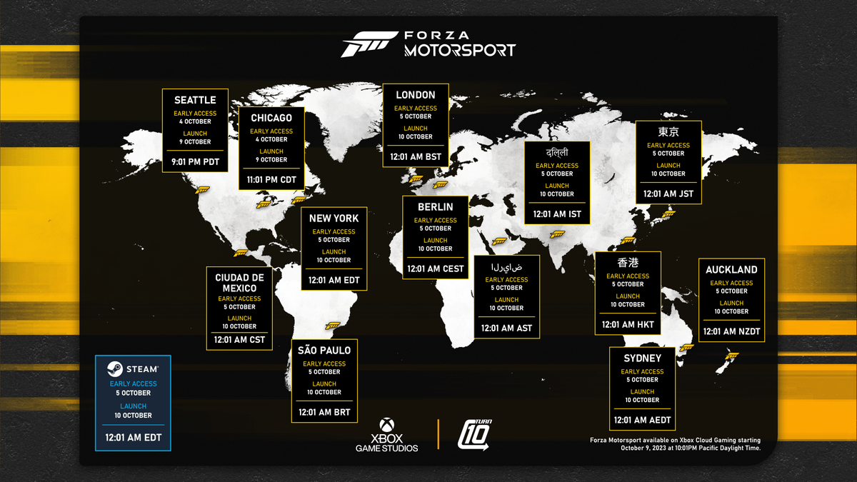 Here's when Forza Motorsport unlocks in your time zone | PC Gamer