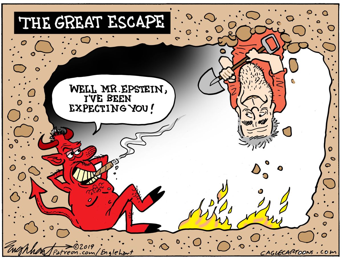 Political Cartoon The Great Escape Jeffrey Epstein Expected Hell | The Week