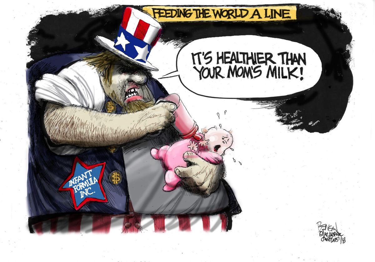 Political Cartoon U.S. America breastfeeding infant formula | The Week