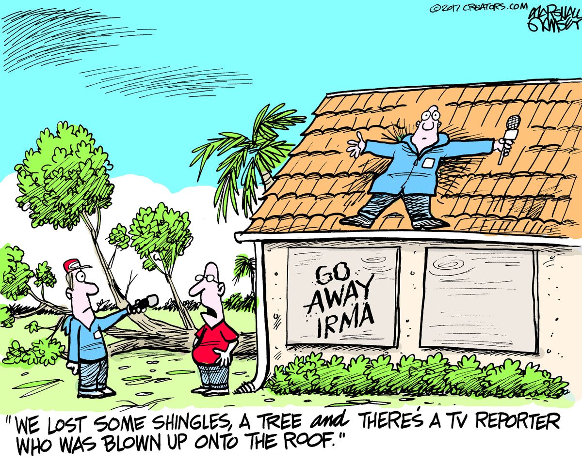 Editorial cartoon U.S. Irma hurricanes news coverage | The Week