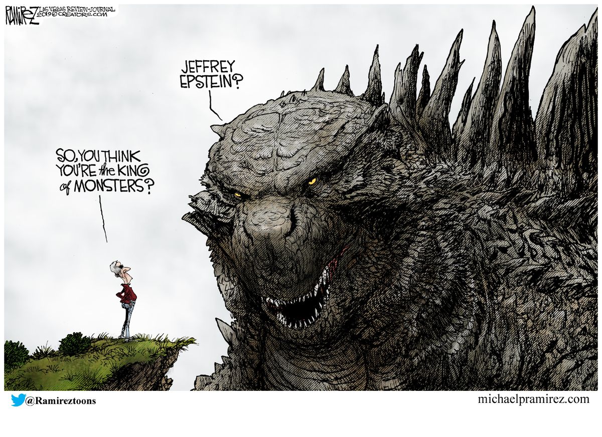 Political Cartoon U.S. Jeffrey Epstein Godzilla Monsters | The Week
