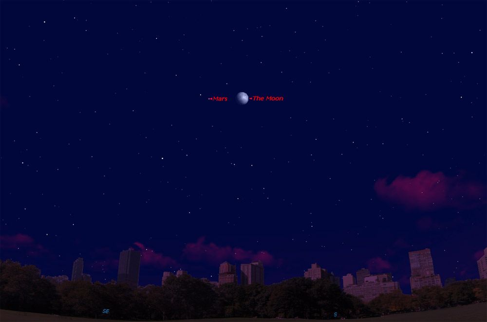 Moon Visits a Fading Mars in Saturday Night Sky | Space