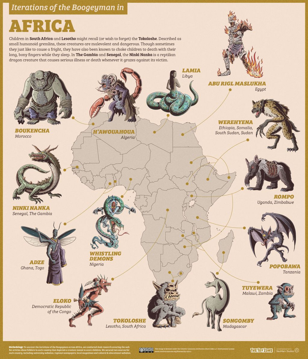 Need Halloween inspiration? Here's a map of terrifying monsters from ...