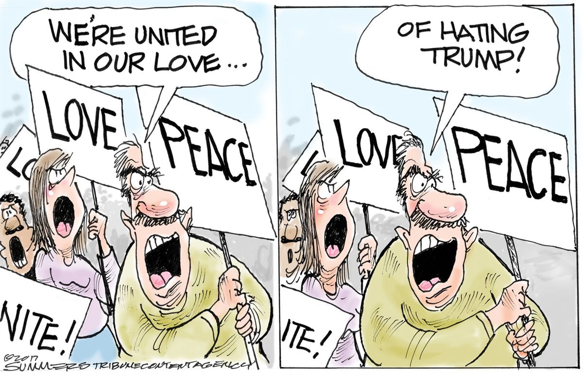 Political cartoon U.S. Anti-Trump protesters liberals | The Week
